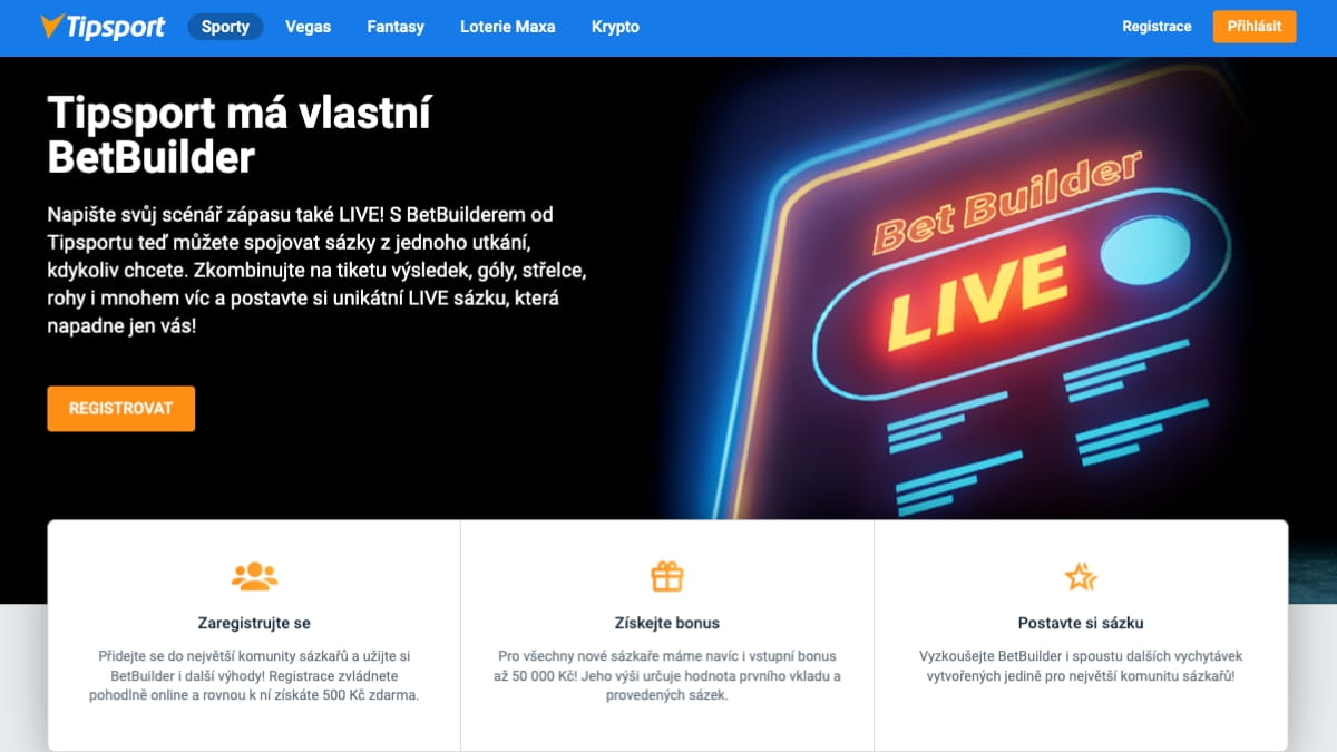 Tipsport BetBuilder: Sestavte si vlastní unikátní sázku